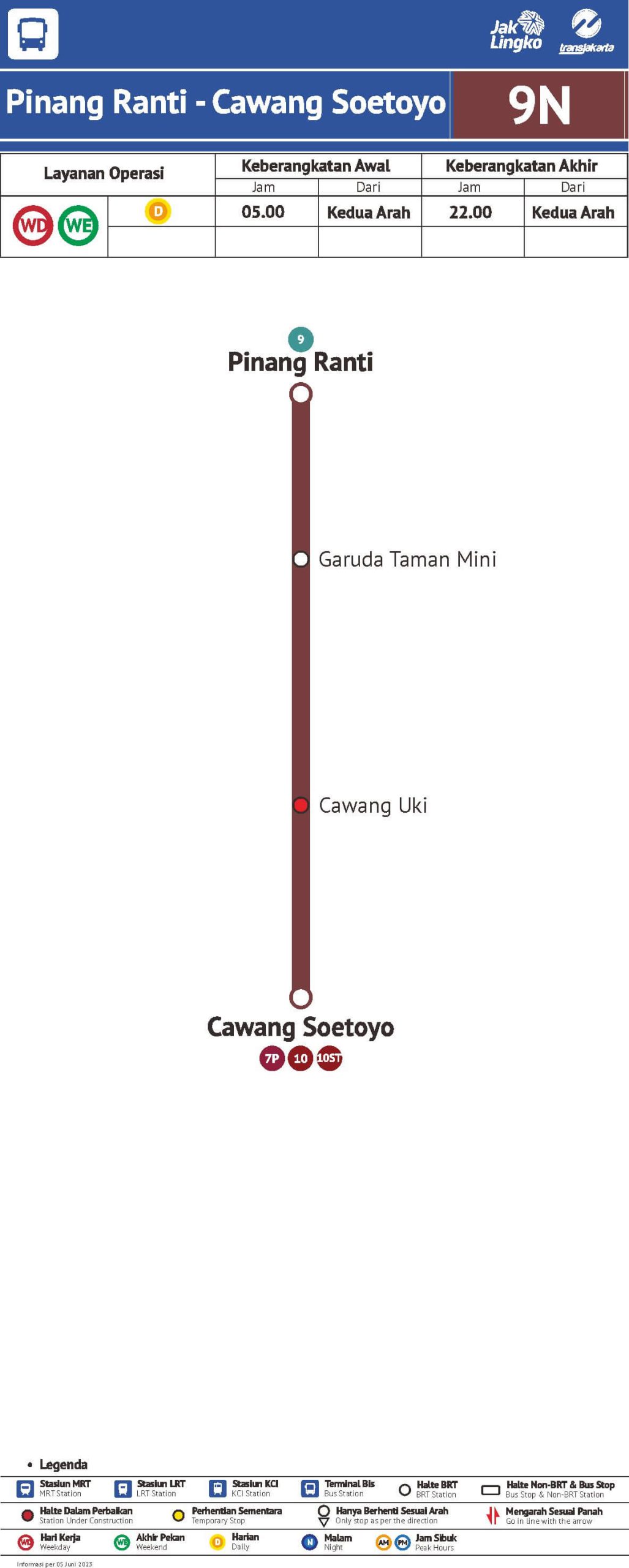 Trans Jakarta Koridor 9N Pinang Ranti ↺ Cawang Soetoyo - BUSWAY.ID