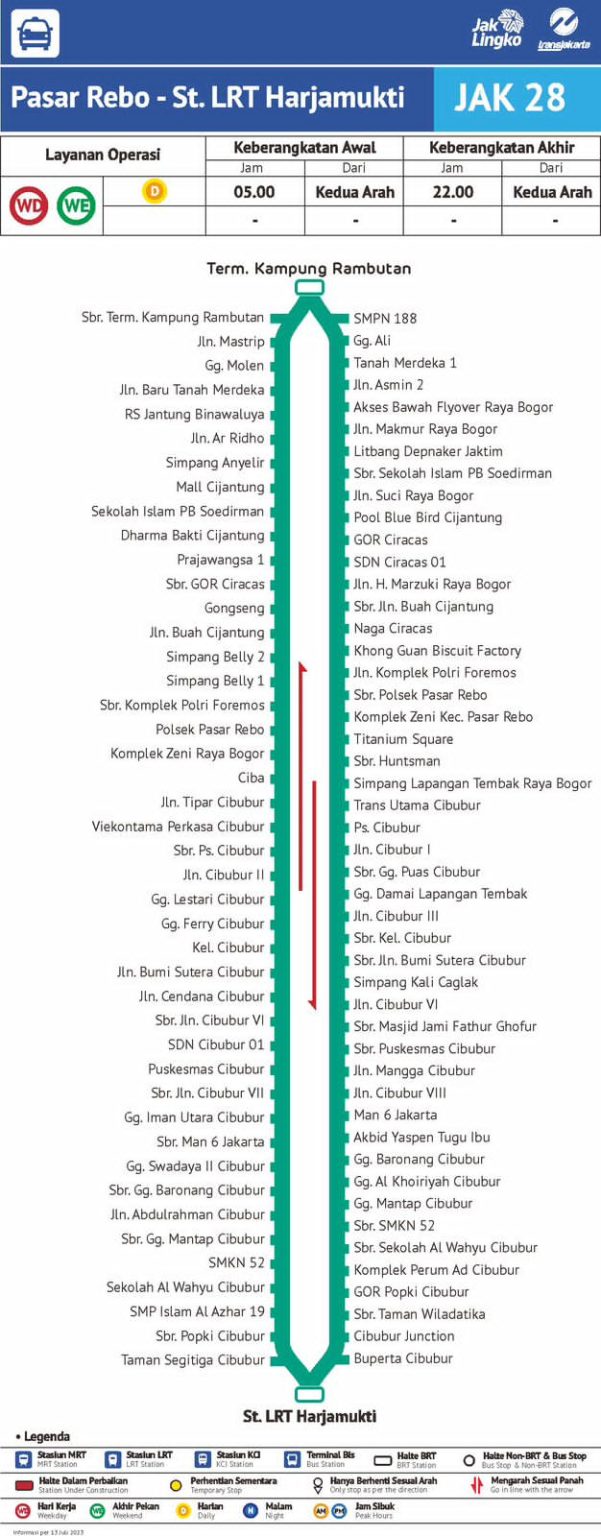 Jadwal Rute dan Pemberhentian Mikrotrans JAK28 Pasar Rebo - Stasiun LRT ...